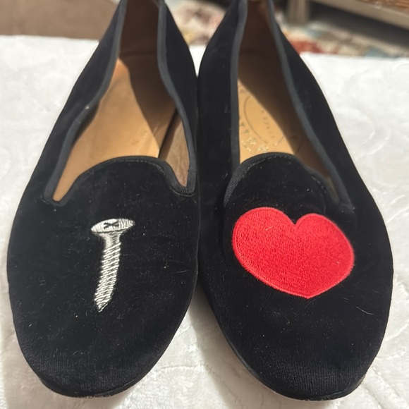 Stubbs & Wootton | Shoes | Black And Red Heart Embroidered Womens ...